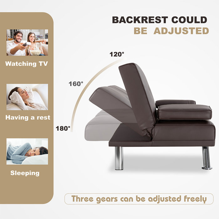 Zipcode Design™ Advait Twin 65.35" Faux Leather Split Back Convertible Sofa & Reviews | Wayfair